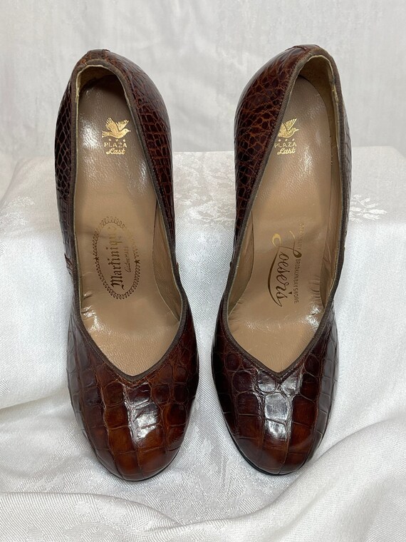 40s Loeser’s Martinique brown alligator pumps - Gem