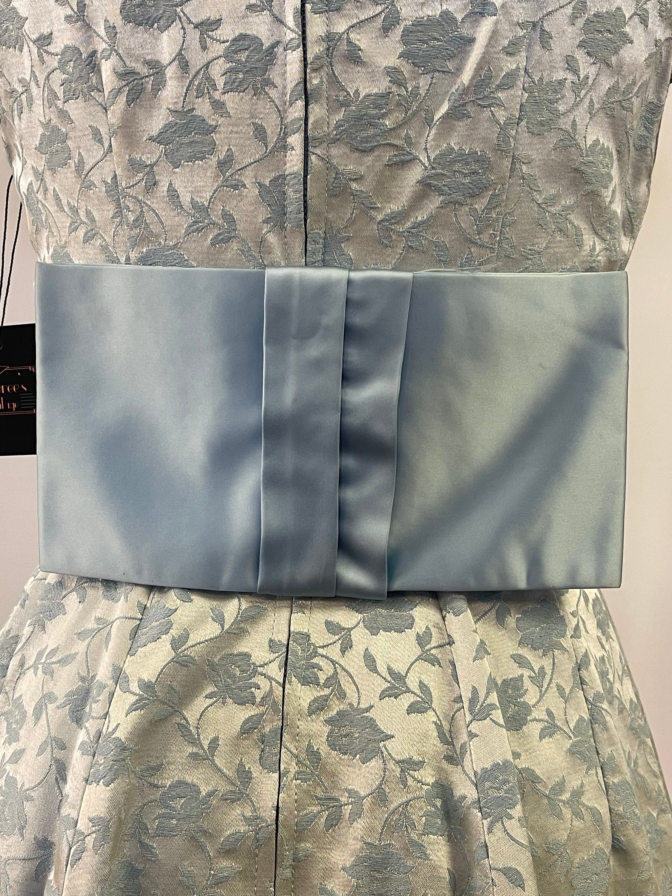 50s Blue Brocade Fit And Flare Dress Etsy