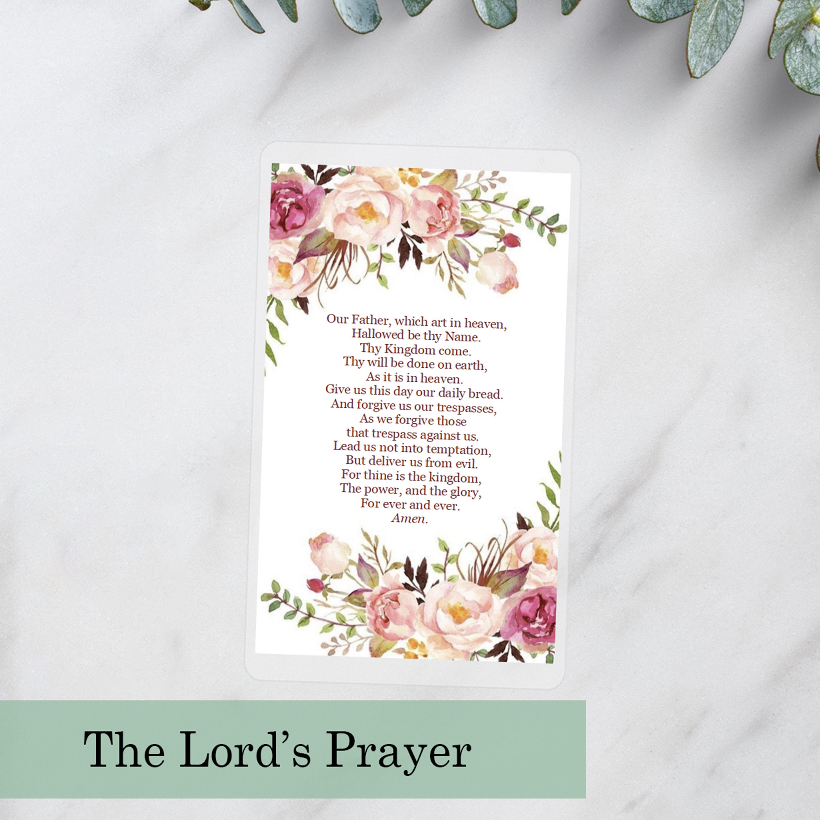 Prayer Card | Memorial Card | Laminated Prayer Card | Watercolor Corner ...