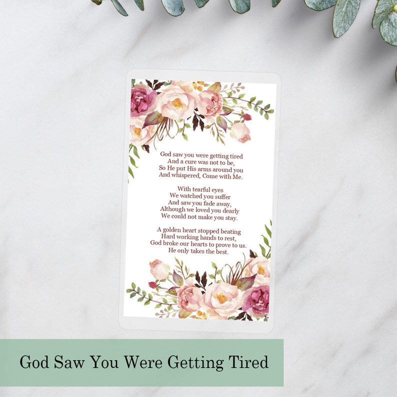 Prayer Card Memorial Card Laminated Prayer Card Watercolor Corner ...