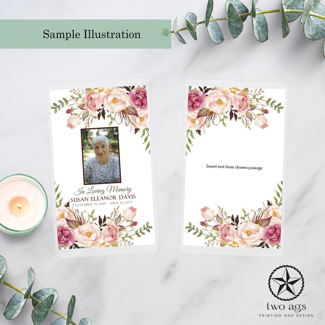 Prayer Card | Memorial Card | Laminated Prayer Card | Watercolor Corner ...