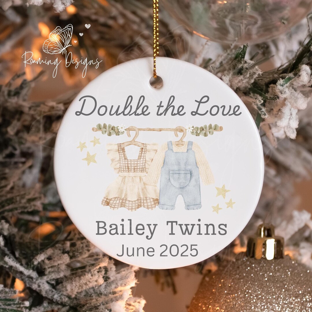 Personalized Twins Baby Announcement Christmas Ornament, Custom Girl ...