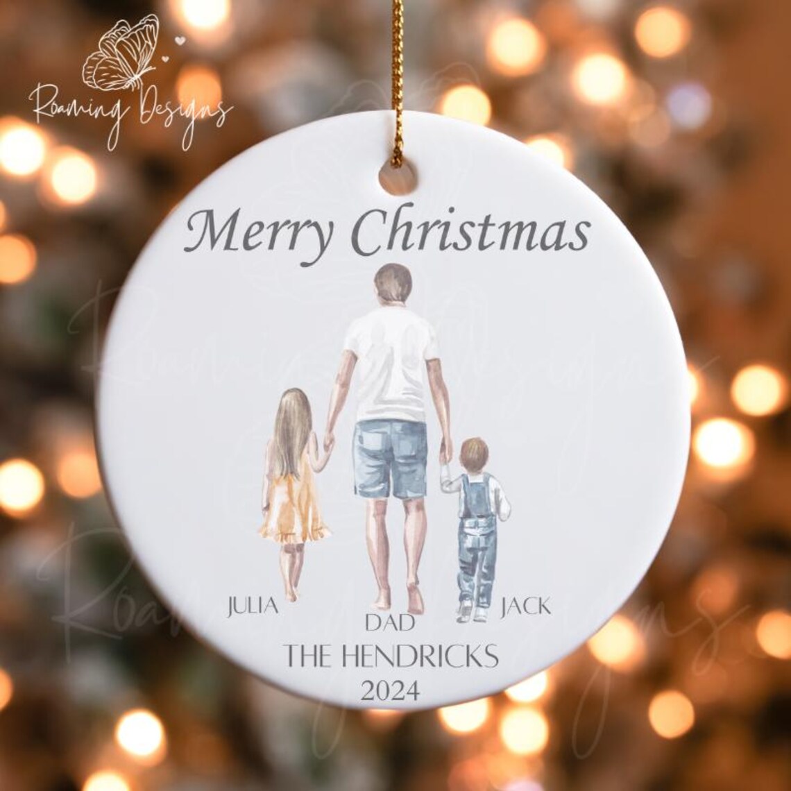 Personalized Father Daughter Son Christmas Ornament, Custom Single ...