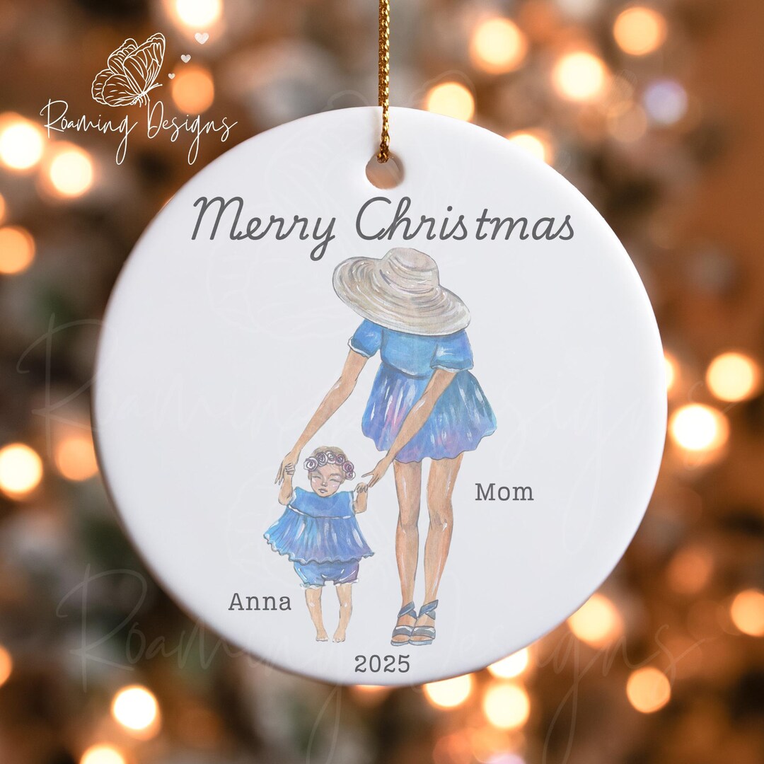 Personalized Mommy and Me Christmas Ornament, Custom Mom Daughter Xmas ...