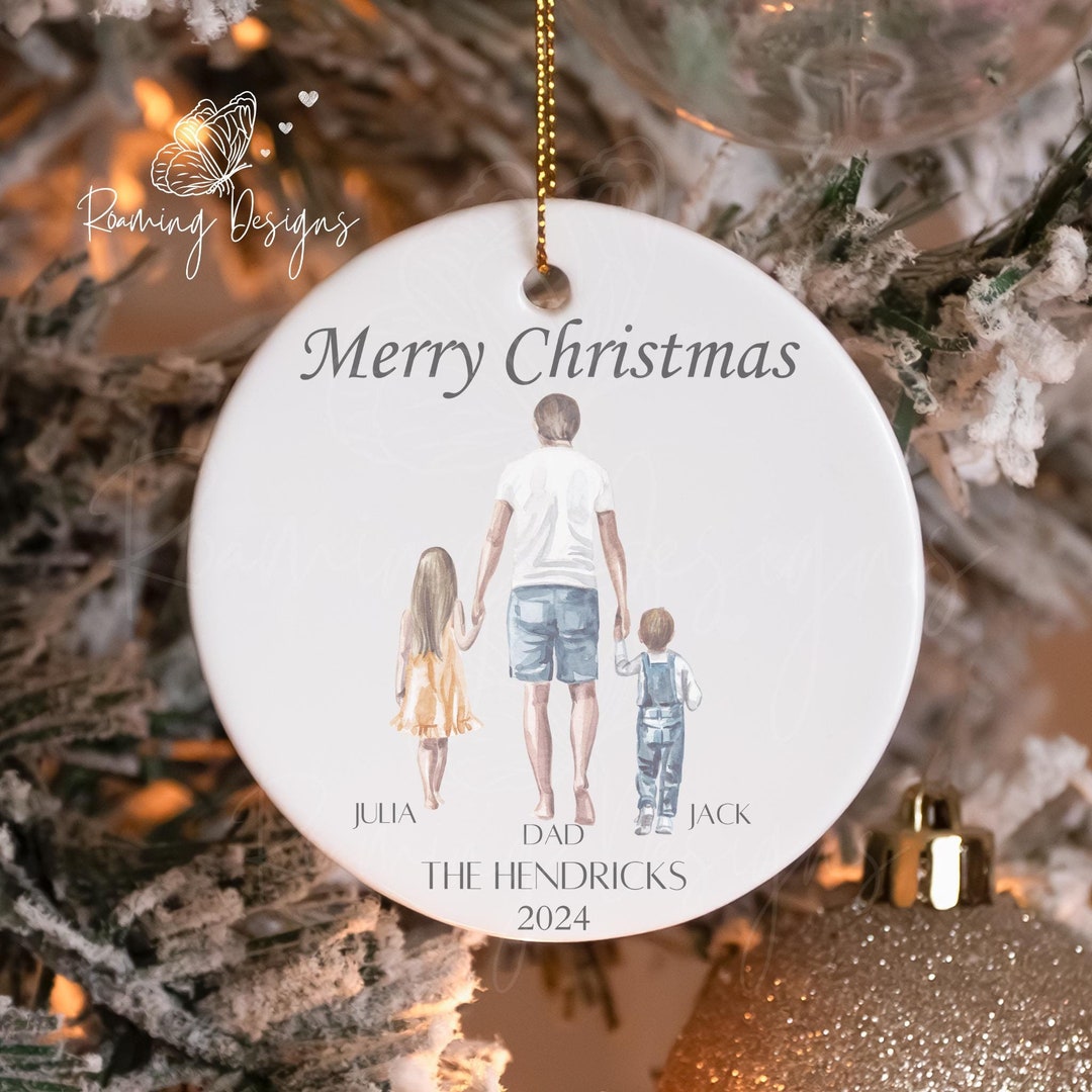 Personalized Father Daughter Son Christmas Ornament, Custom Single ...