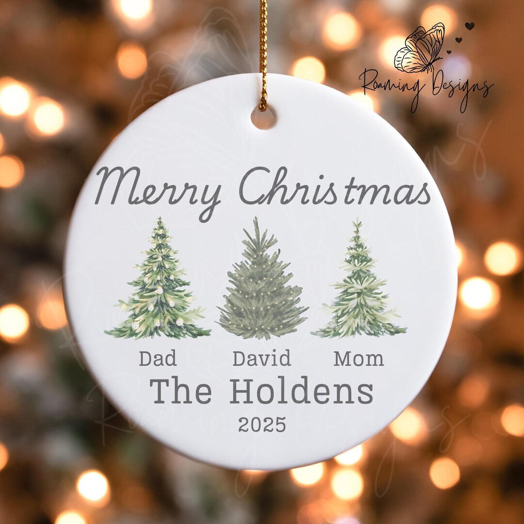 Personalized Family Christmas Tree Names Ornament, Custom Family Last ...