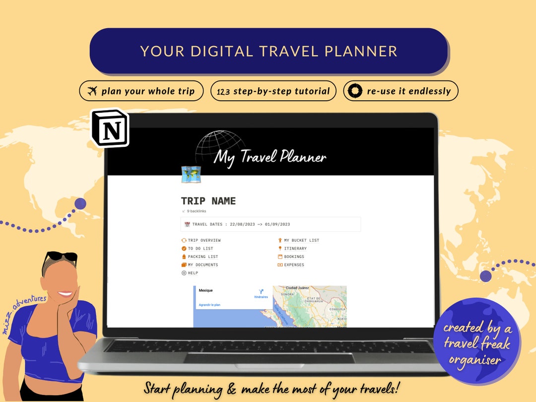 Notion Travel Planner, Digital Trip Planner, Notion Template, Travel ...