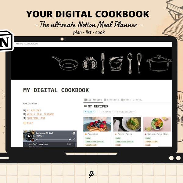 Notion Recipe Book Template - Etsy