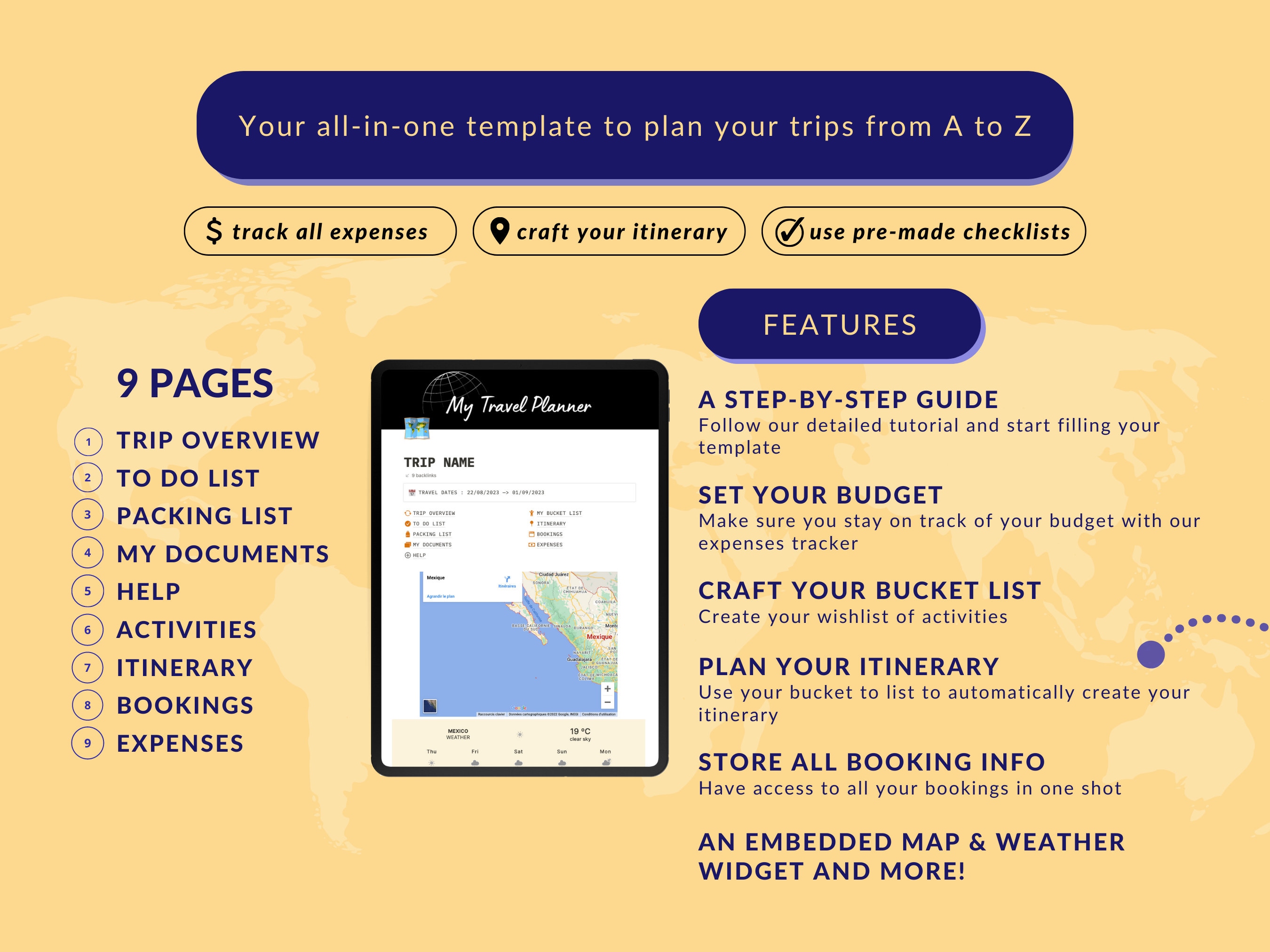 Notion Travel Planner, Digital Trip Planner, Notion Template, Travel ...