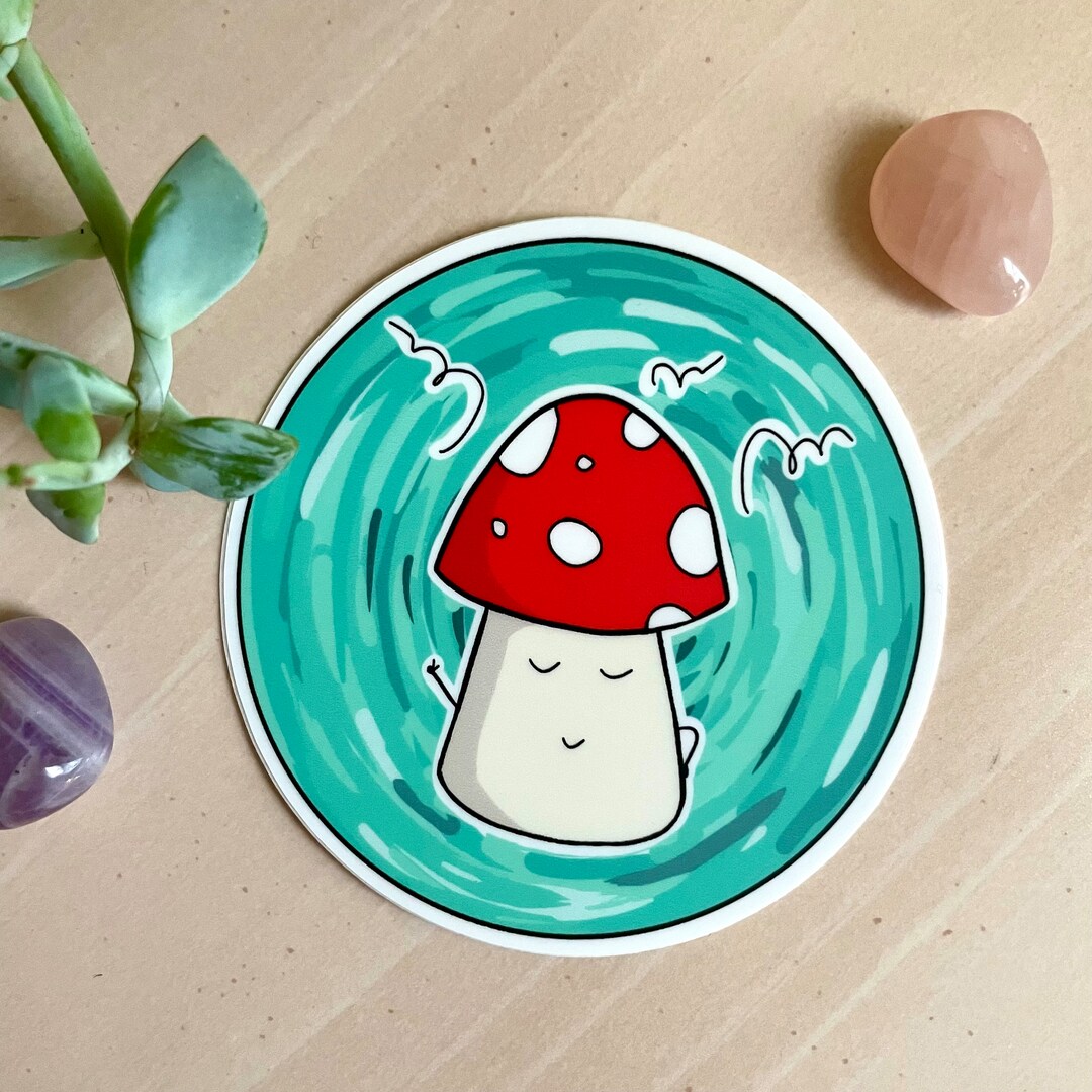Groovy Mush Sticker, Mushroom Sticker, Trippy Mushroom, Happy Mushroom ...