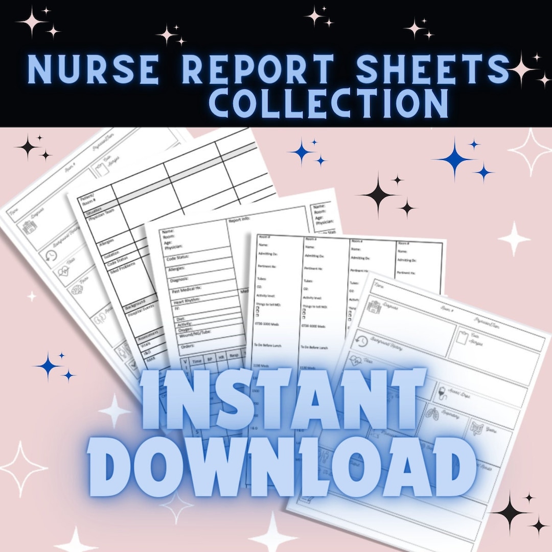 20 Nurse Report Brain Sheets for Nurses and Nursing Students, Editable ...