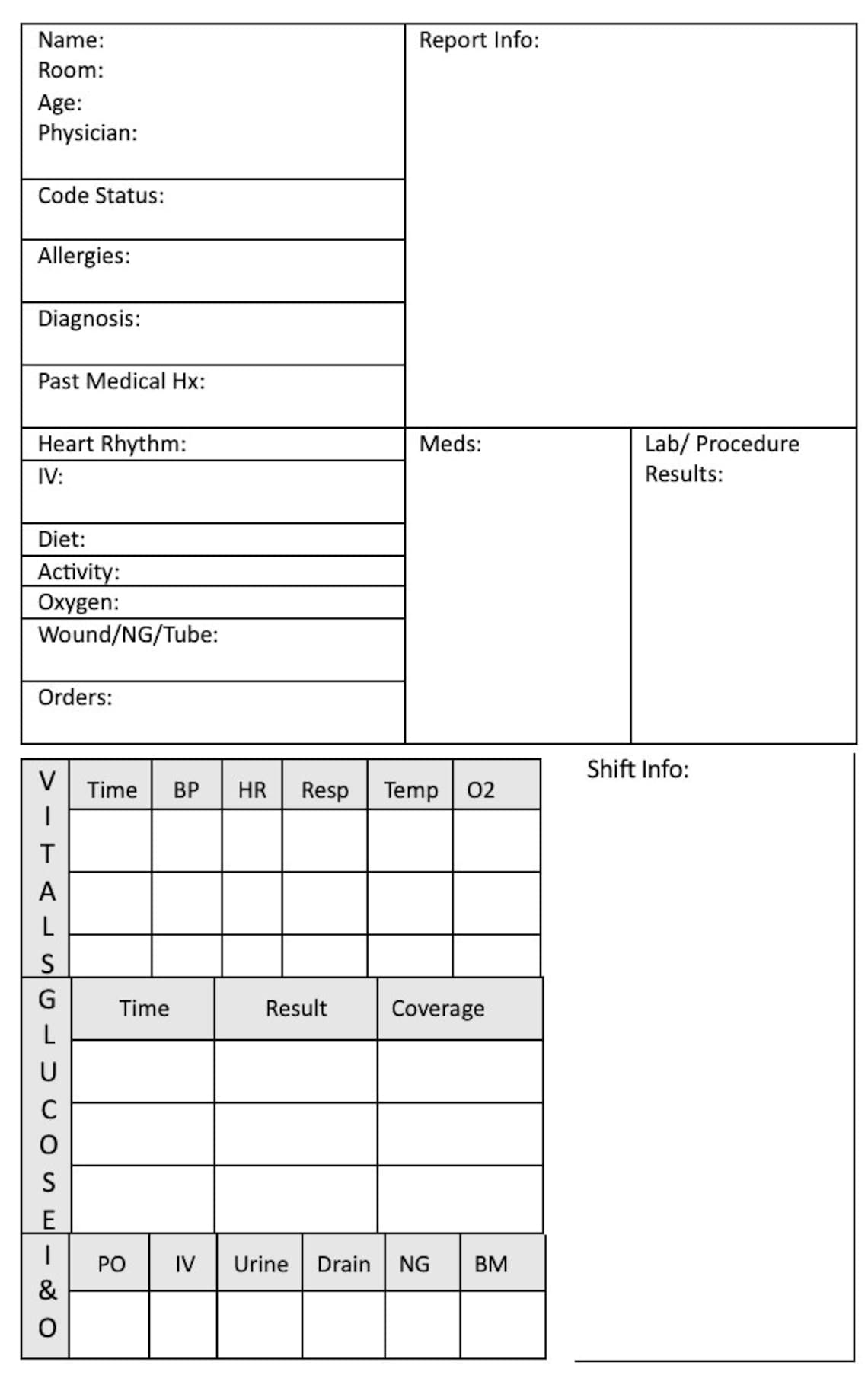 20 Nurse Report Brain Sheets for Nurses and Nursing Students, Editable ...
