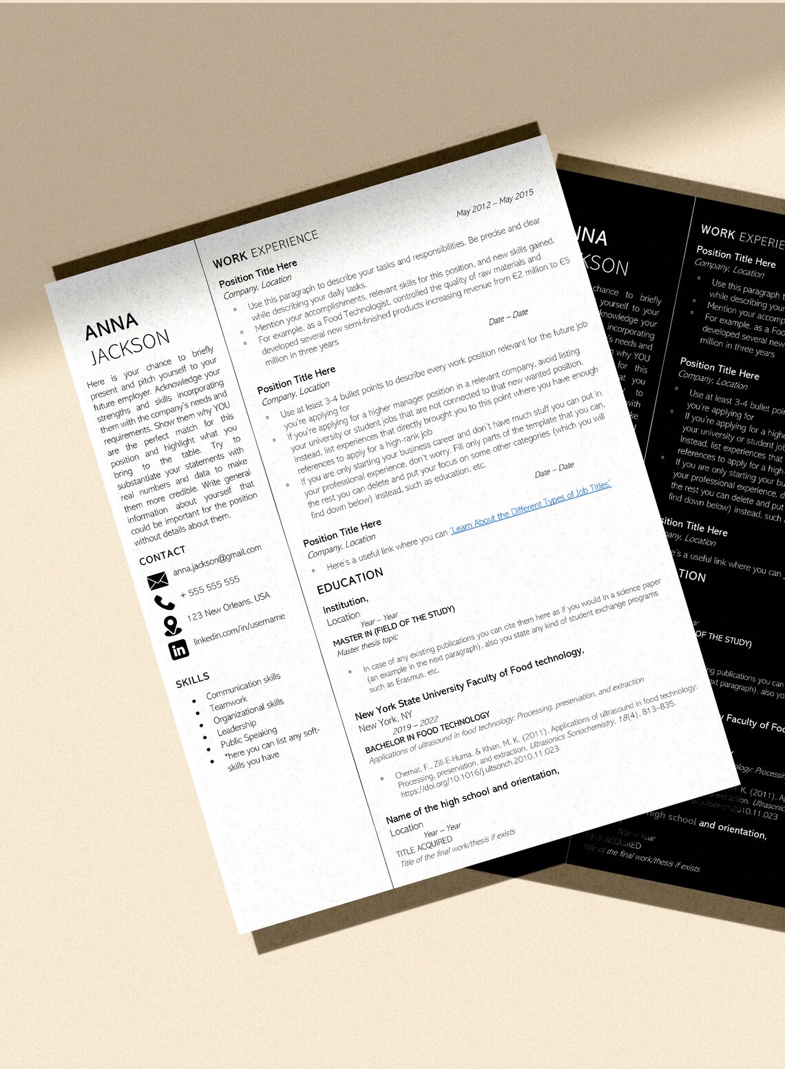 Resume CV Curriculum Vitae Template With Photo, Professional Resume ...