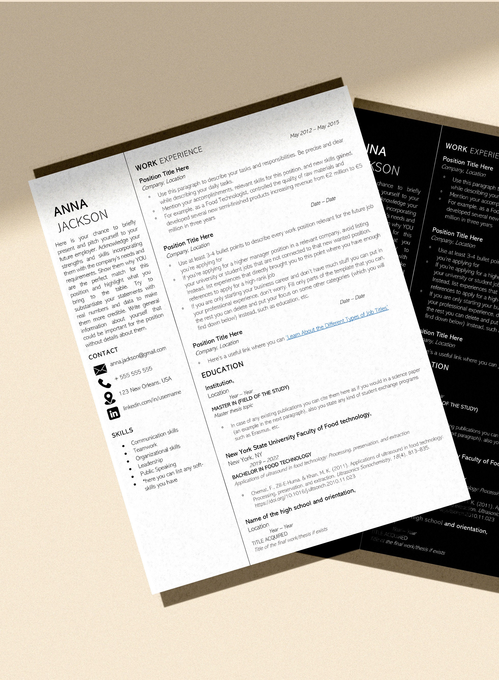 Resume (CV- Curriculum Vitae) Template With Photo, Professional Resume ...