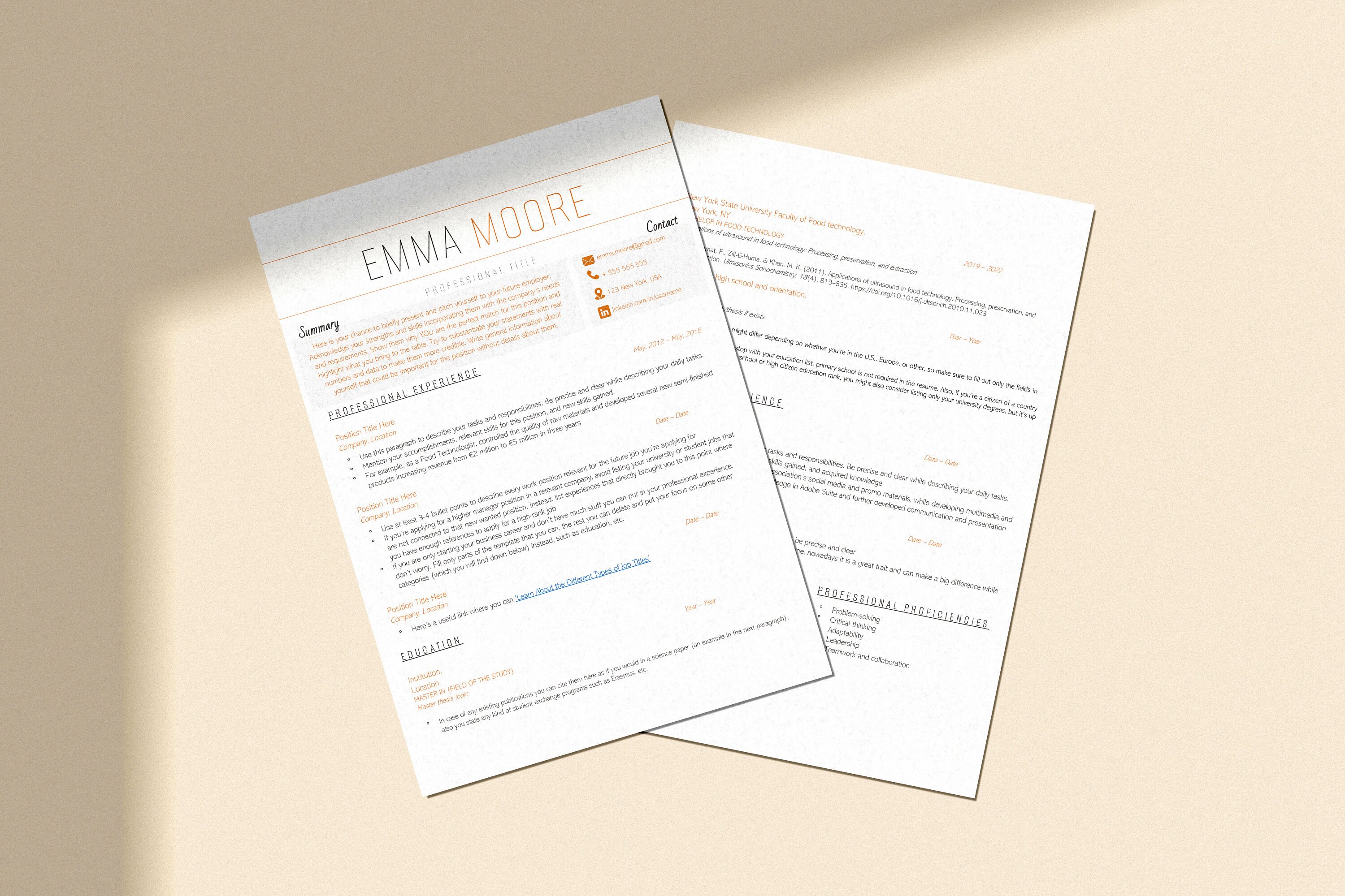 Resume CV Curriculum Vitae Template With Photo, Professional Resume ...