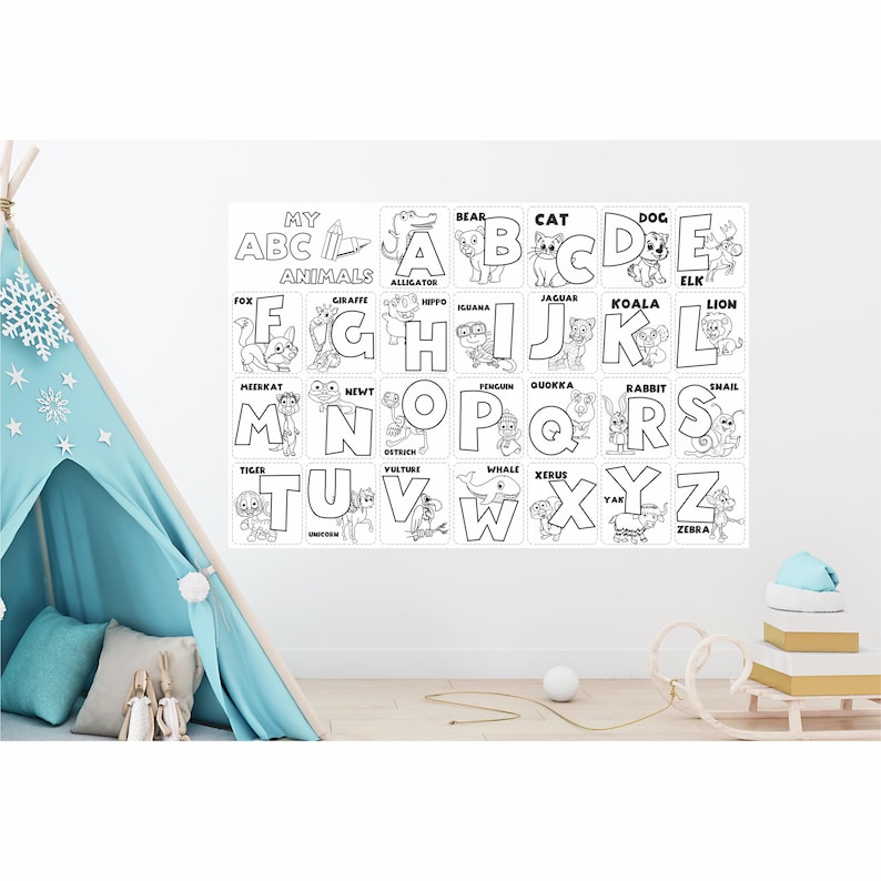 Alphabet Coloring Poster for Kids – Giant 24x36 ABC Printable With Cut ...
