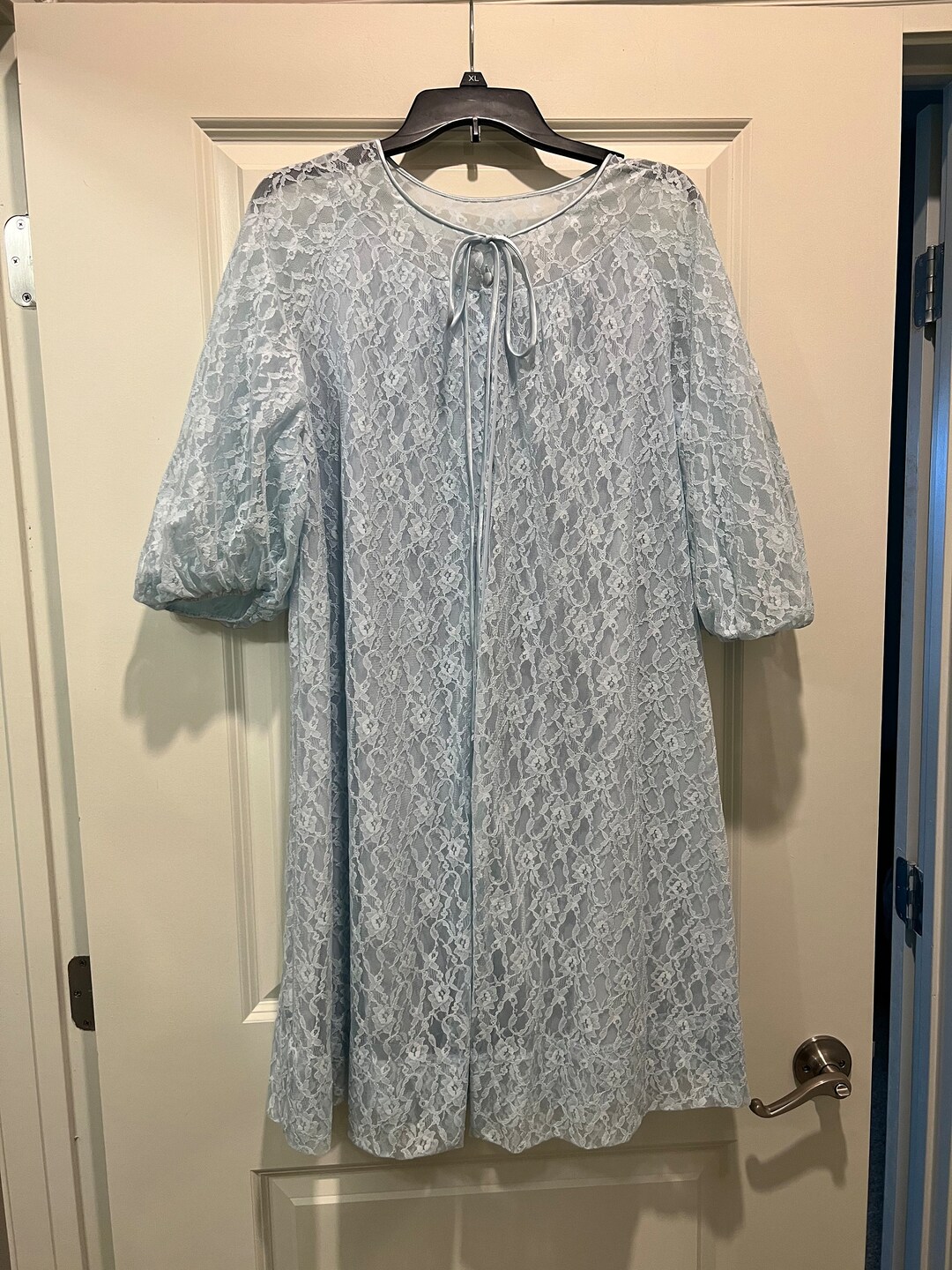 Vintage Artemis Housecoat Lace Overlay Small 100% Nylon Light Blue - Etsy