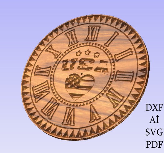 Wall Clock , Cnc File, Cnc Router, Cnc Router for Wood, Plate File, Svg File, Ai , Dxf File, Pdf ...