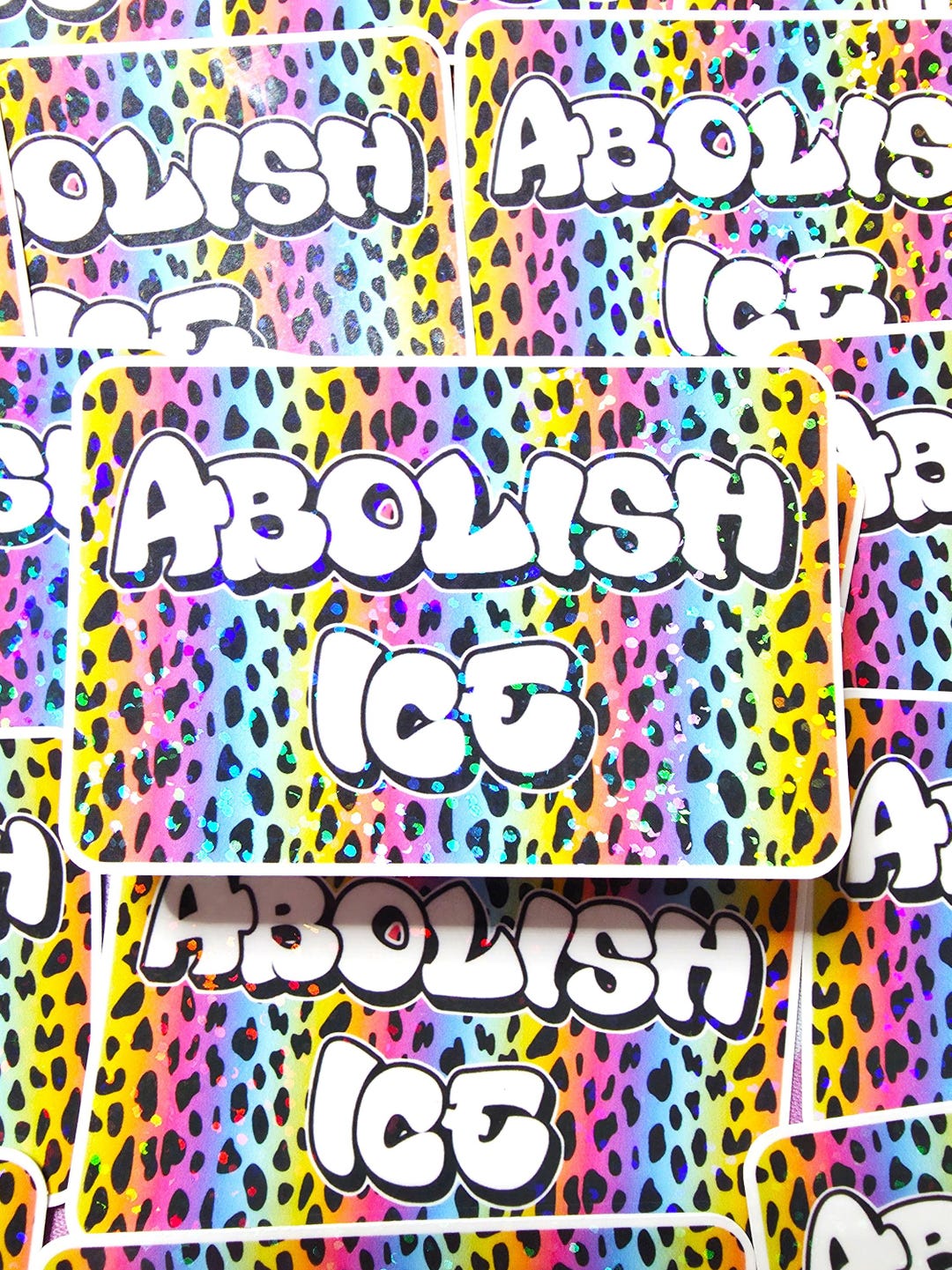 Abolish Ice Rainbow Holographic Sticker- Leftist, Liberal, Antifa ...