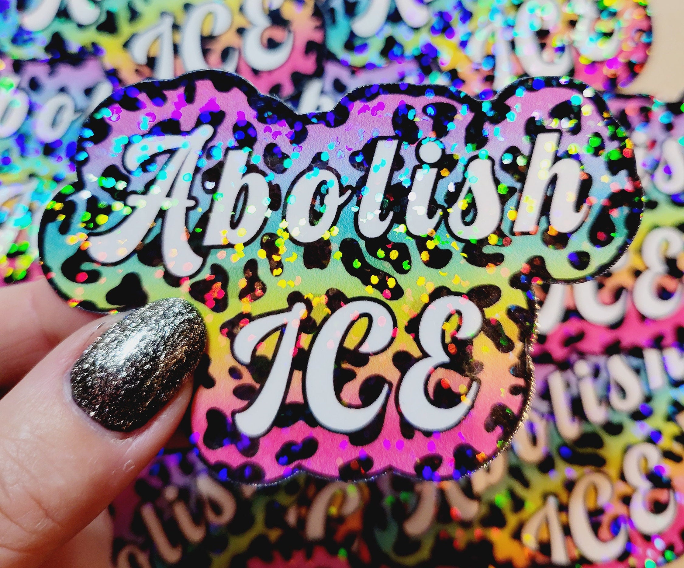 Abolish ICE Sticker Holographic Sticker Liberal Sticker - Etsy