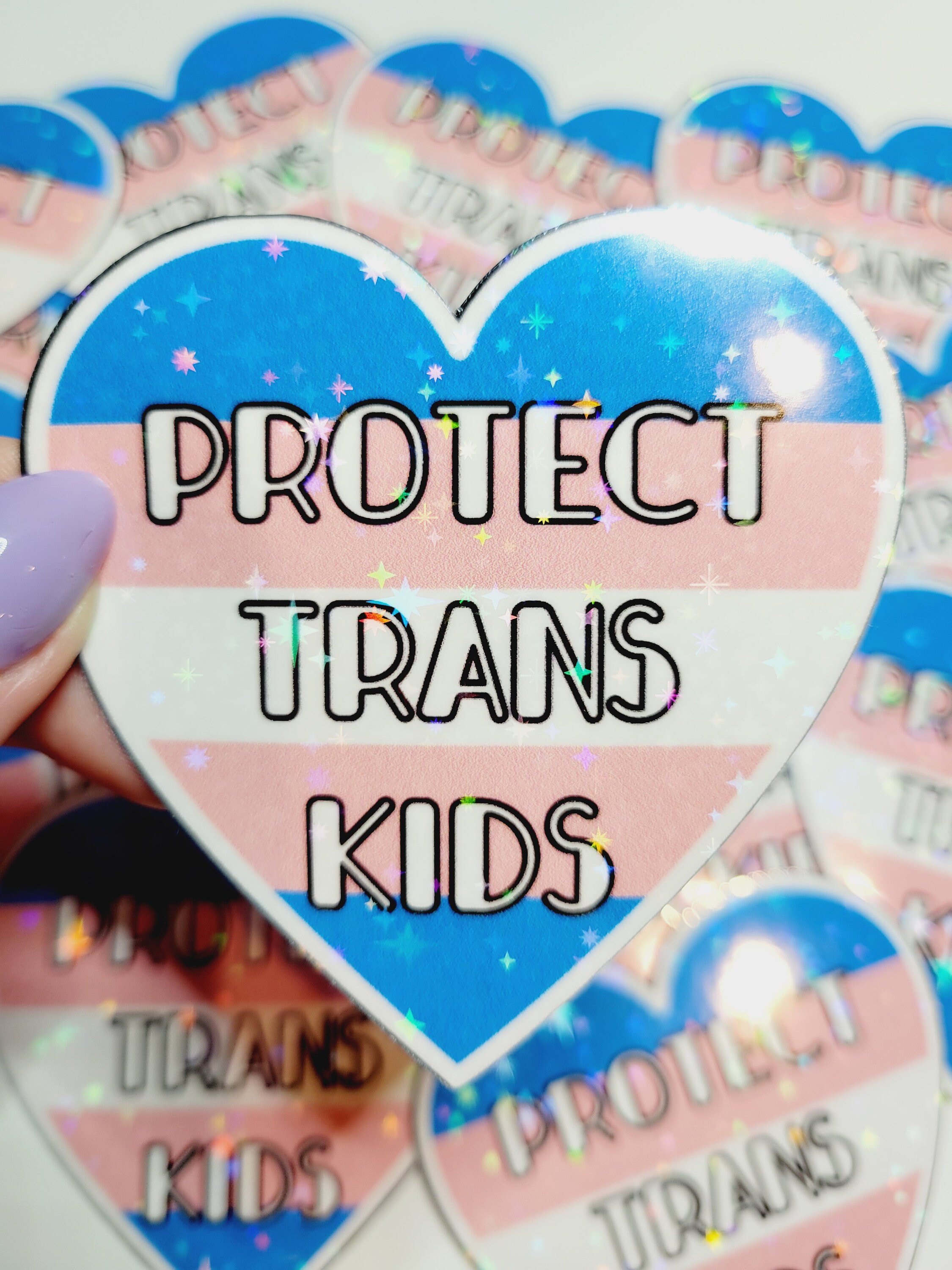 Protect Trans Kids Holographic Sticker Trans Flag Sticker, Liberal ...