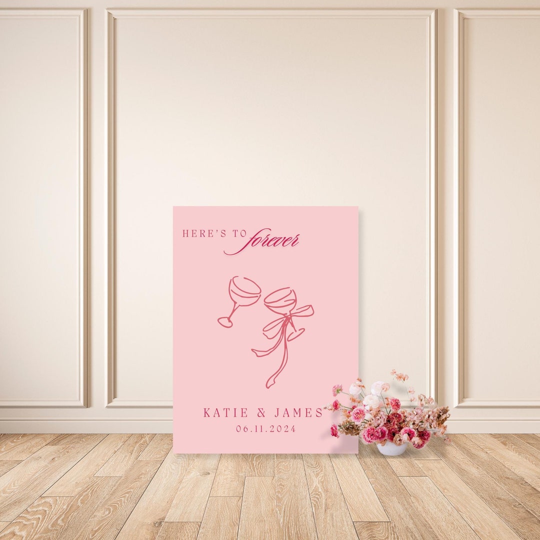 Printed Foamboard Wedding Sign | Pink Monochrome Welcome Sign ...
