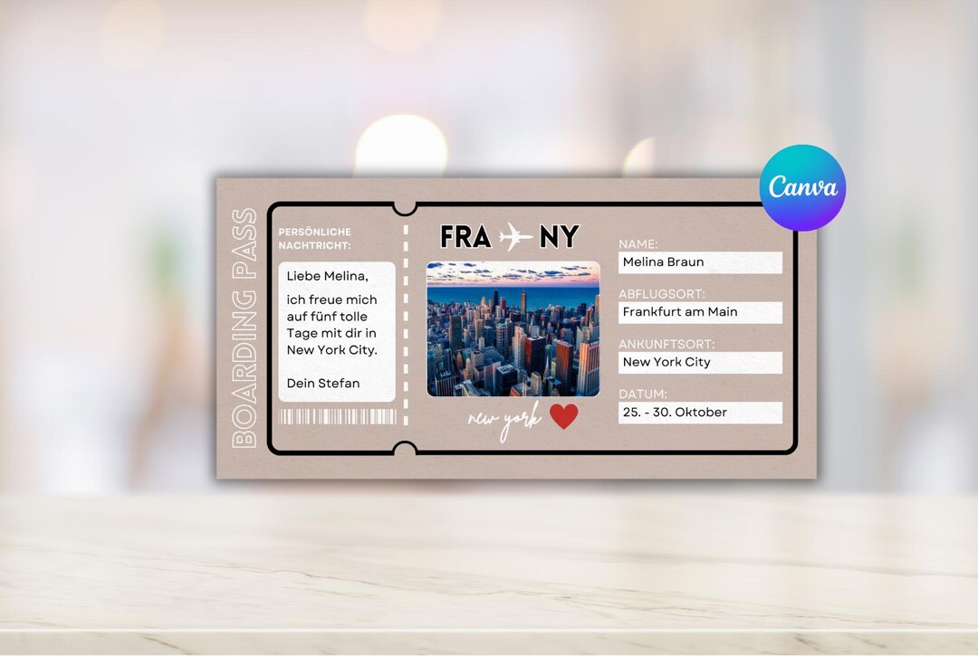 Holiday Voucher/flight Ticket Template for Customization - Travel ...
