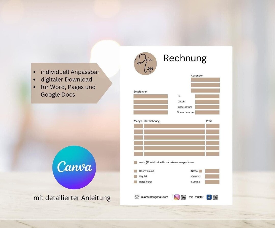 Invoice Template for E-invoices PDF, Invoice Template Minimalist ...