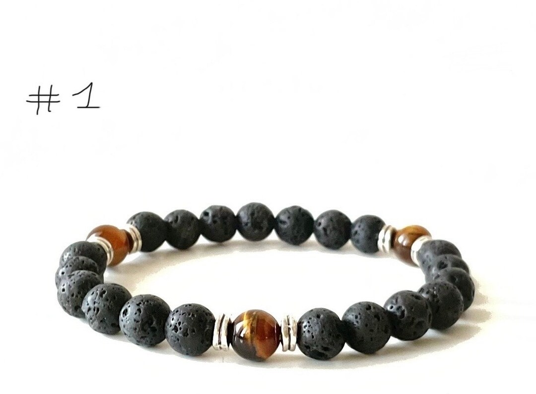 Black Lava Bracelet Stone 8mm With Eye Tiger Stone 8mm/black Lava Stone ...