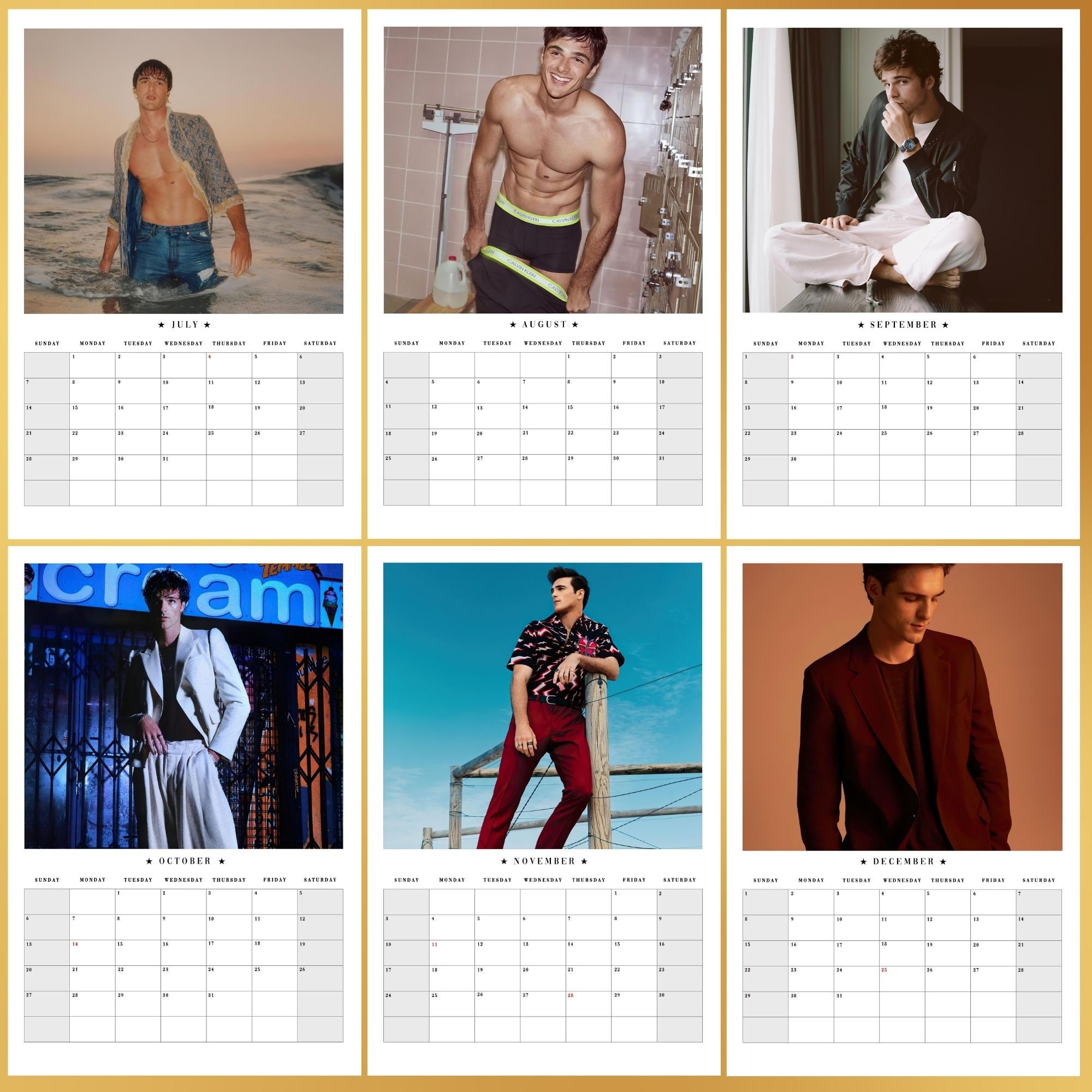 Jacob Elordi 2024 Calendar / Big Size Celebrity Calendar With Autograph ...