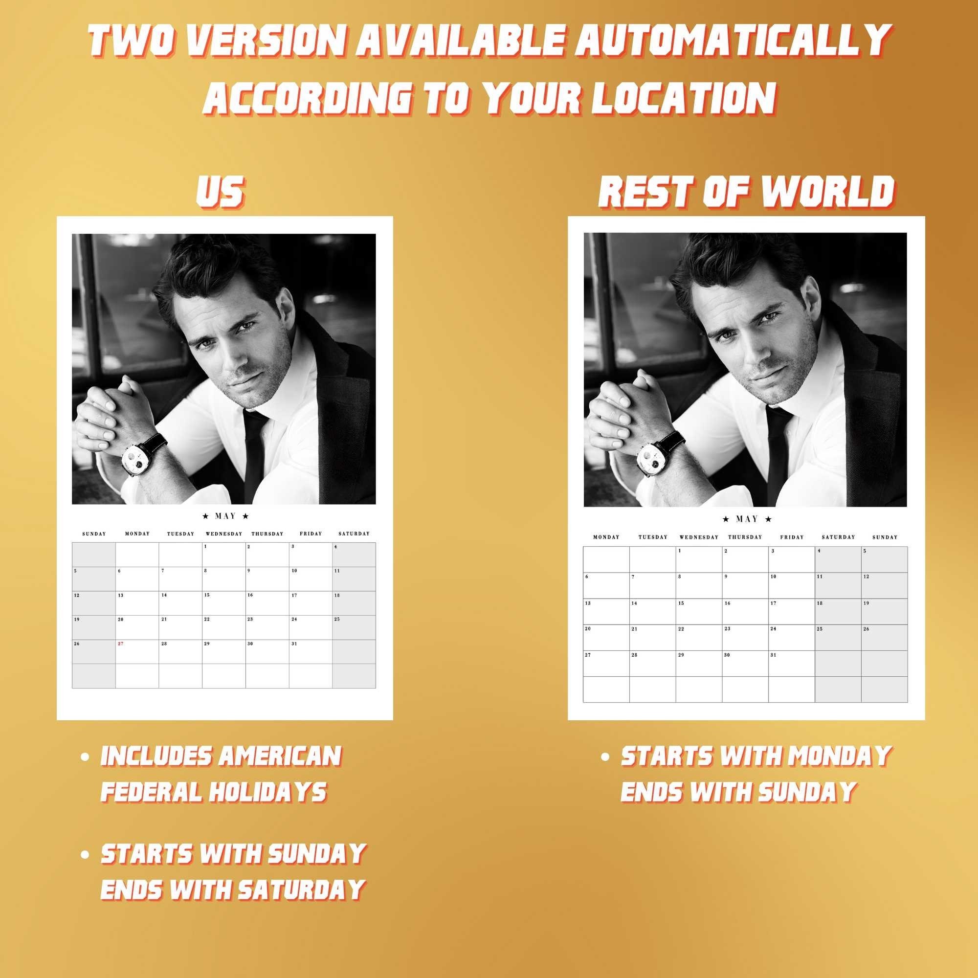Henry Cavill 2024 Wall Calendar With Autograph / Witcher Calendar ...