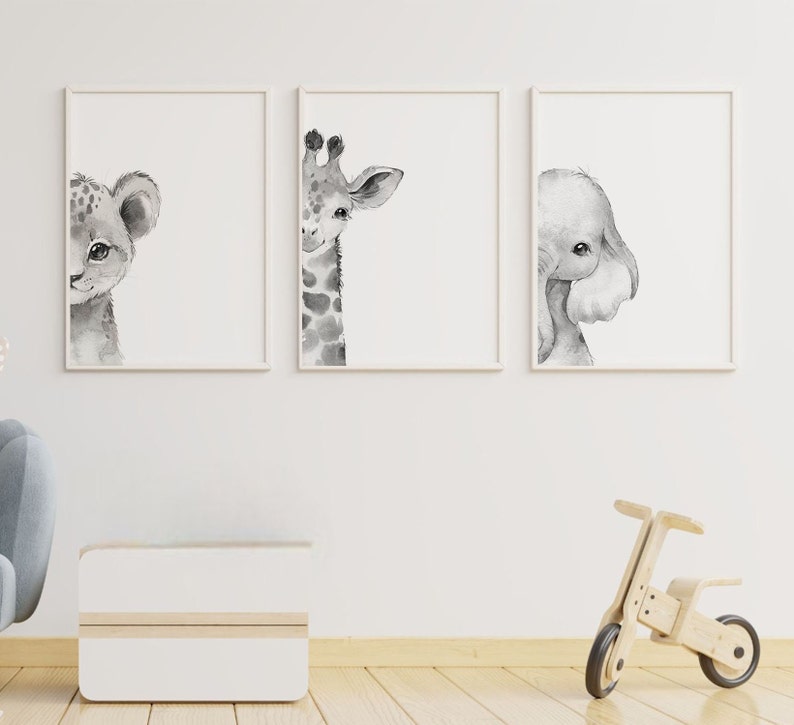 Safari Nursery Decor Set of 3 Jungle Animal Nursery Wall Art - Etsy