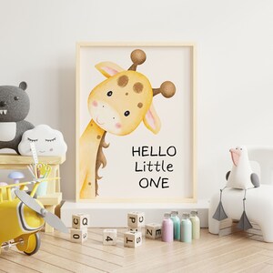 Giraffe 'hello Little One' Nursery Wall Art Print | Animal, Jungle ...