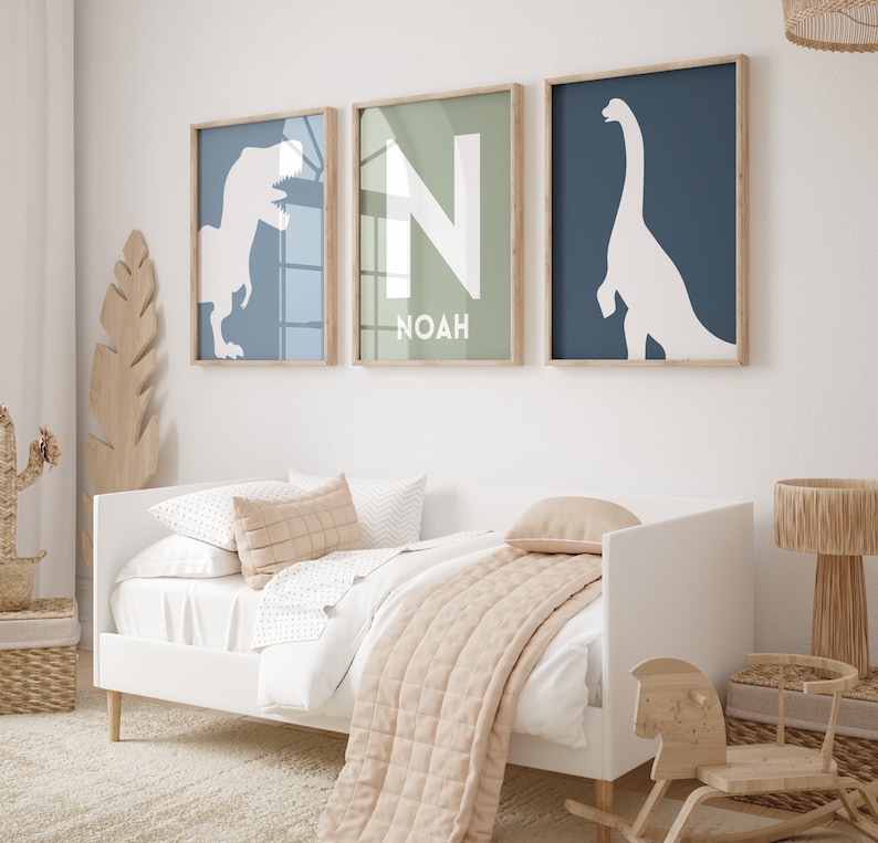 Dinosaur Poster Set of 3 Personalized Dinosaur Nursery Decor - Etsy