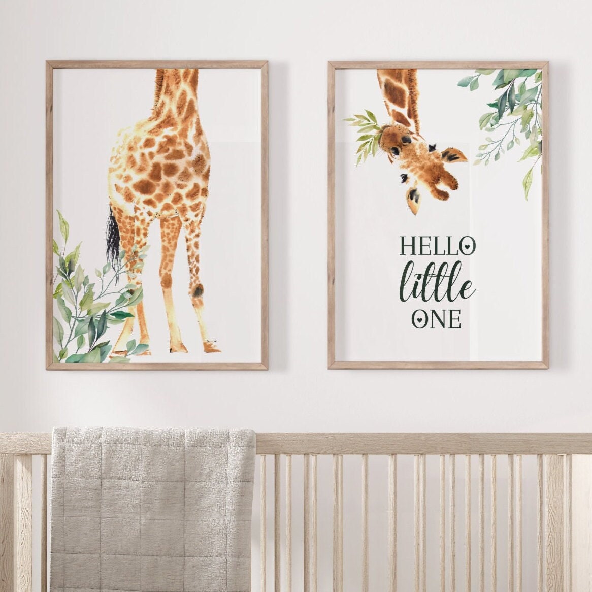 Set of 2 Jungle Animal 'hello Little One' Wall Art - Etsy UK