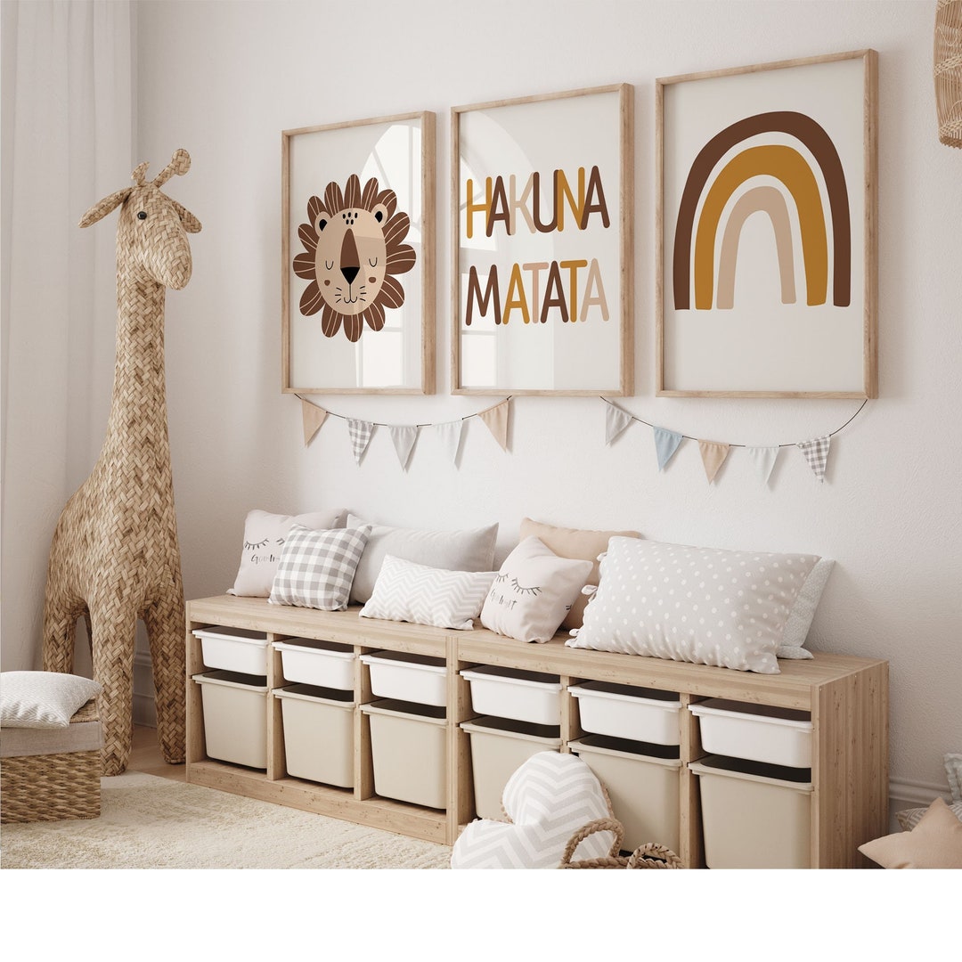 Set of 3 Jungle Animal 'hakuna Matata' Wall Art Prints |boho, Safari ...