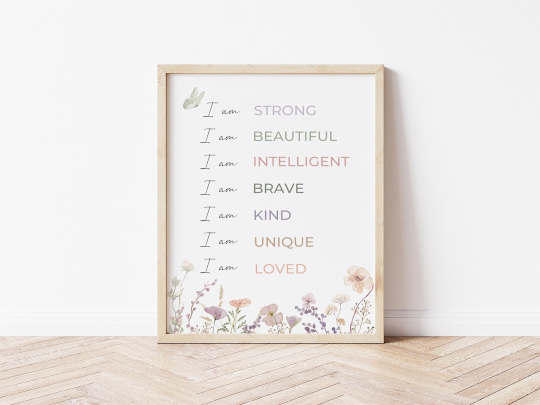 Positive Affirmations for Kids Print 'I Am Kind' , Inspirational ...