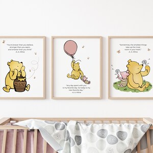 Set of 3 Winnie the Pooh Quote Prints| Winnie the Pooh Nursery Wall Art ...