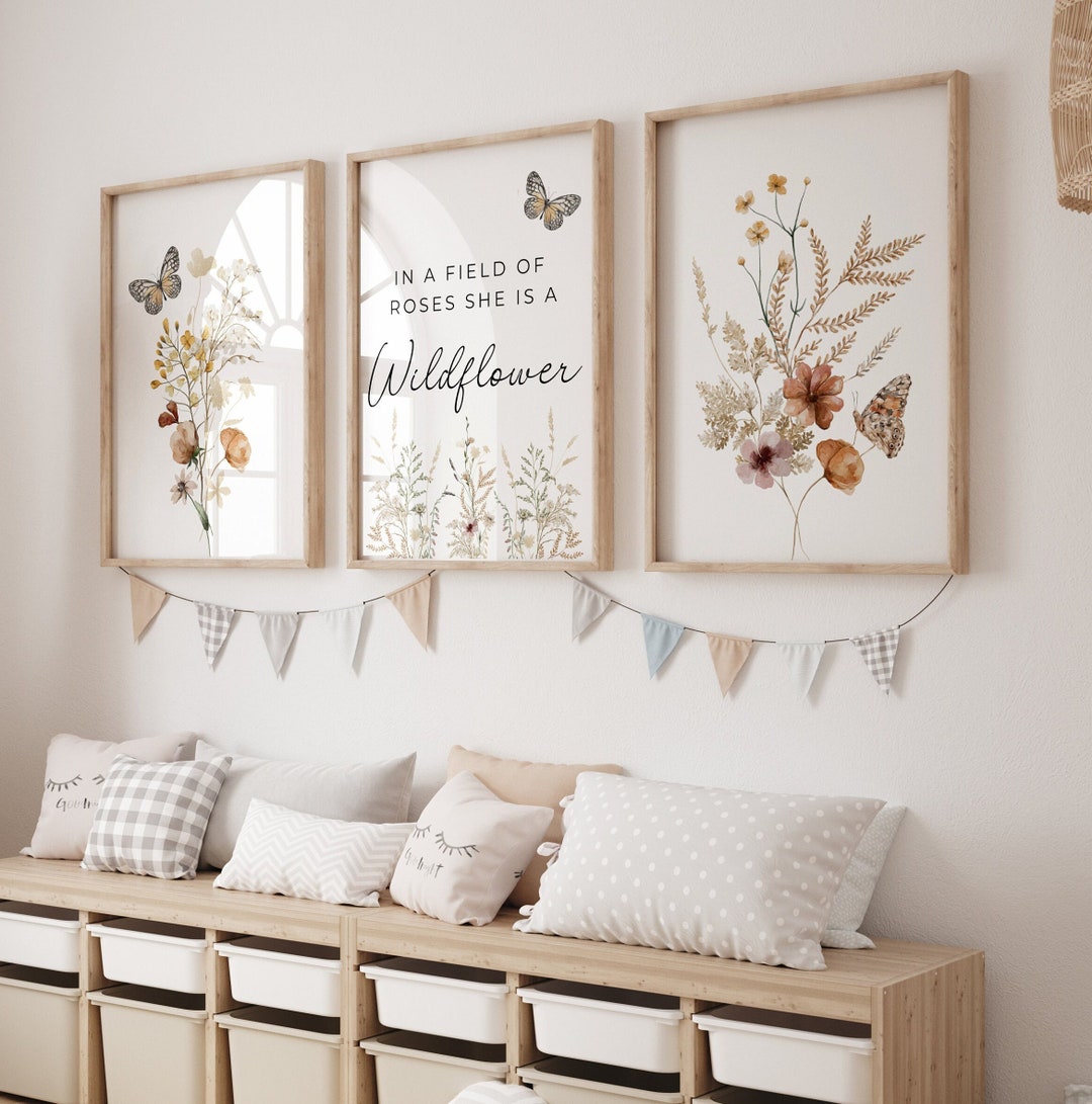 Set of 3 Wildflowers Nursery Prints| Floral Nursery Decor, Watercolor ...
