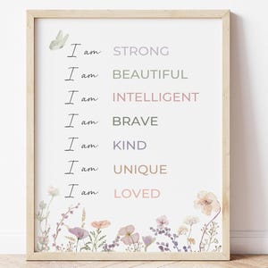 Positive Affirmations for Kids Print 'I Am Kind' , Inspirational ...