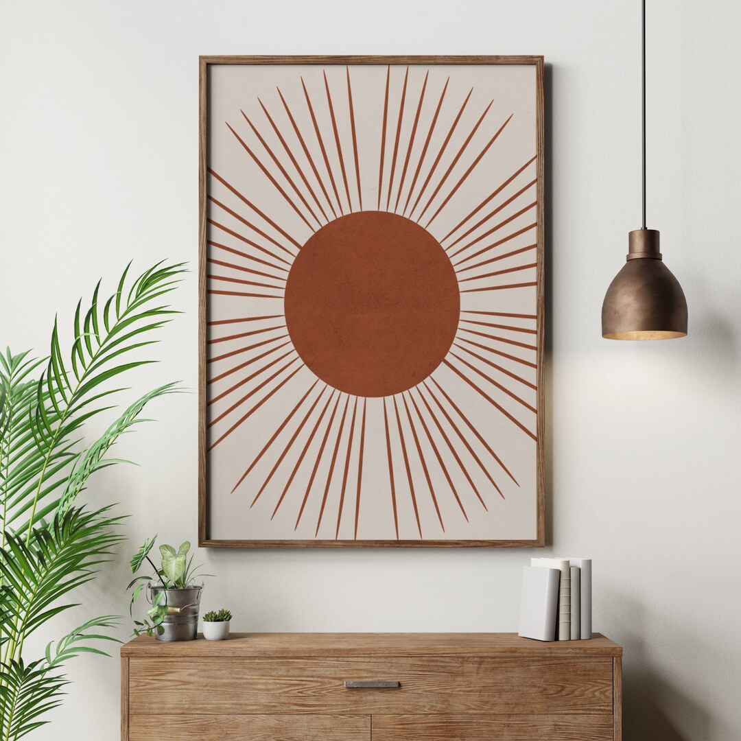Impression de soleil moderne, impression de soleil Boho, soleil neutre ...
