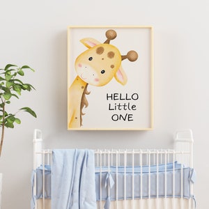 Giraffe 'hello Little One' Nursery Wall Art Print | Animal, Jungle ...