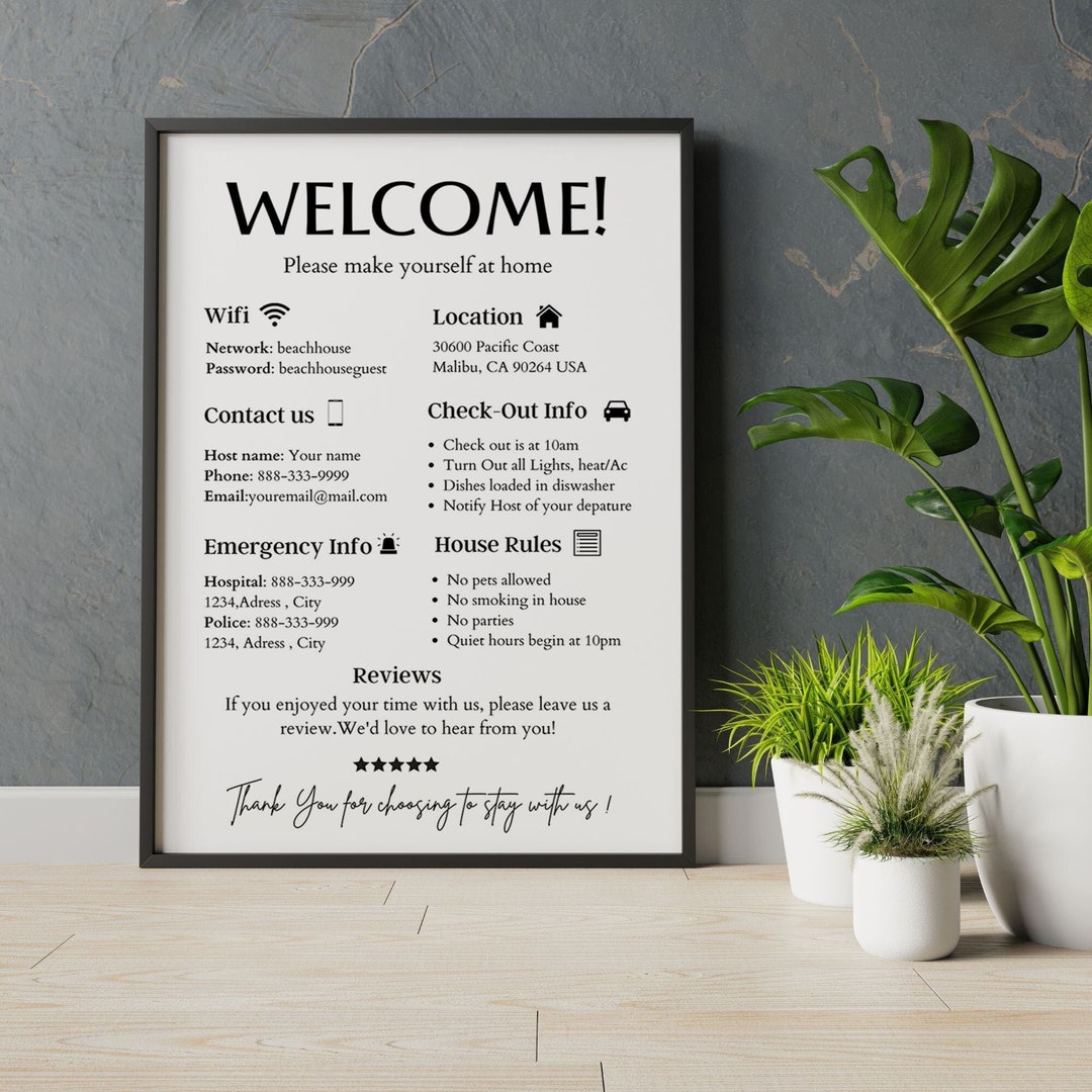 Airbnb Welcome Sign Template: Vacation Rental Printable (digital ...