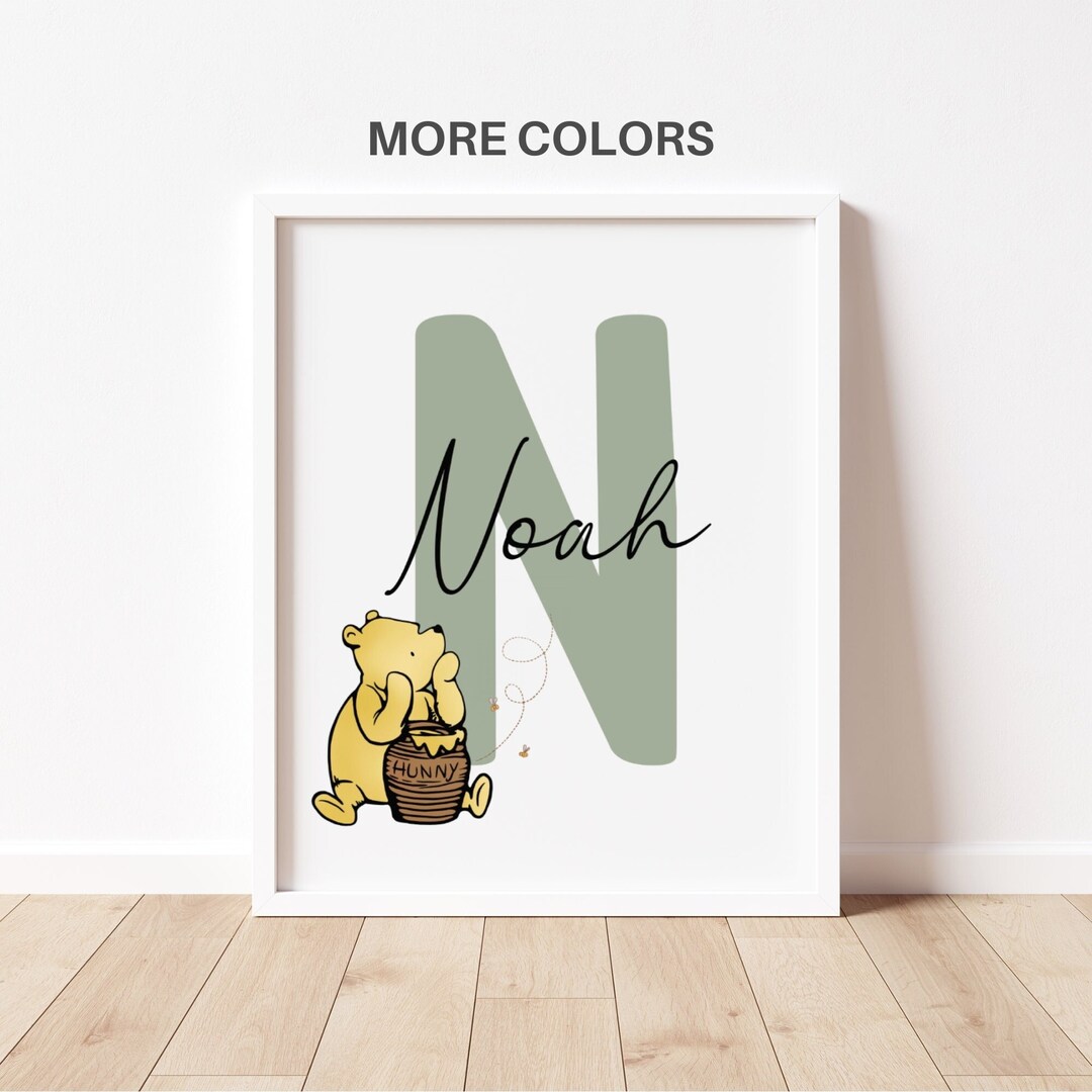 Classic Winnie the Pooh Personalised Name Print, Winnie the Pooh ...