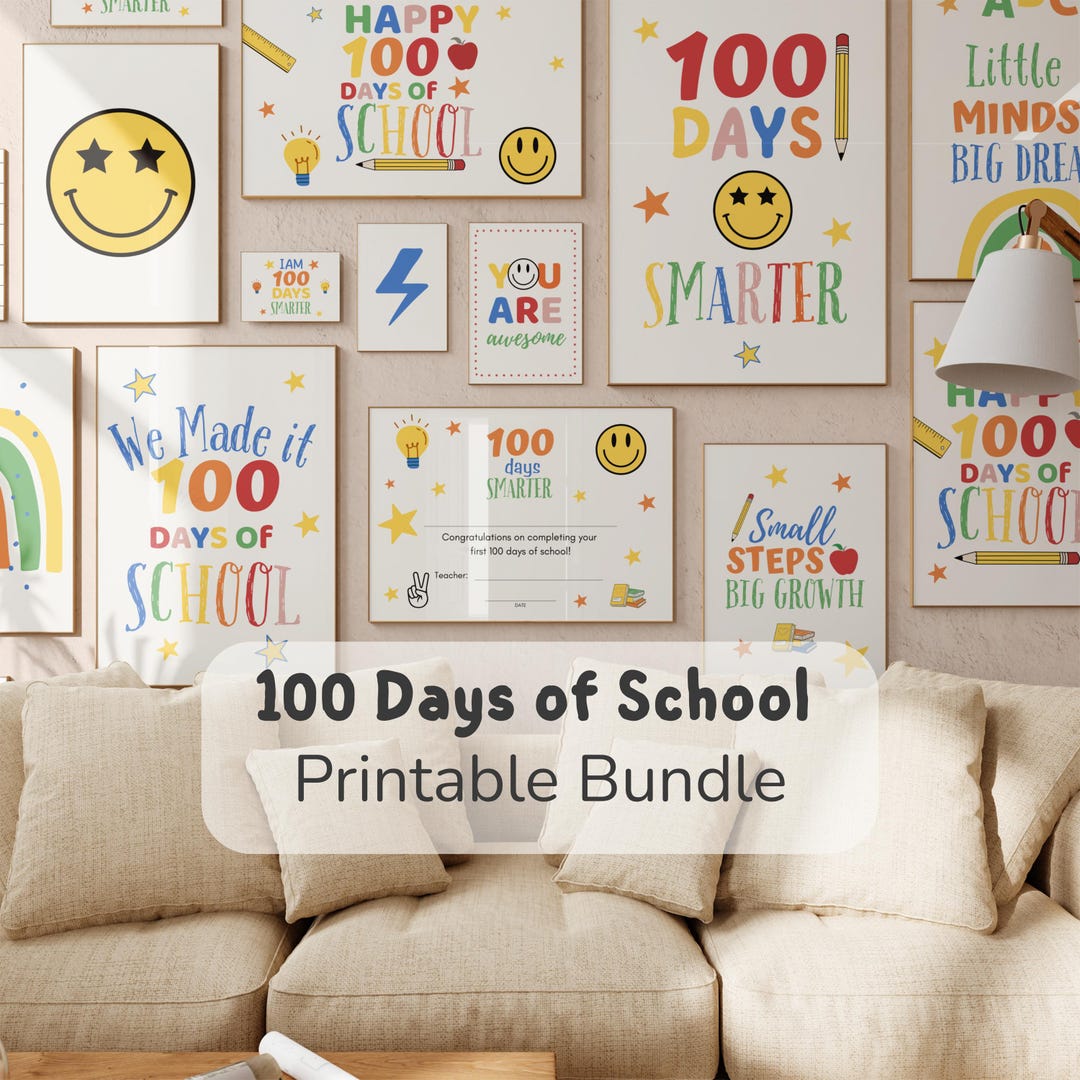 100 Days of School Classroom Decor Bundle (20+ Prints) | Printable Wall ...