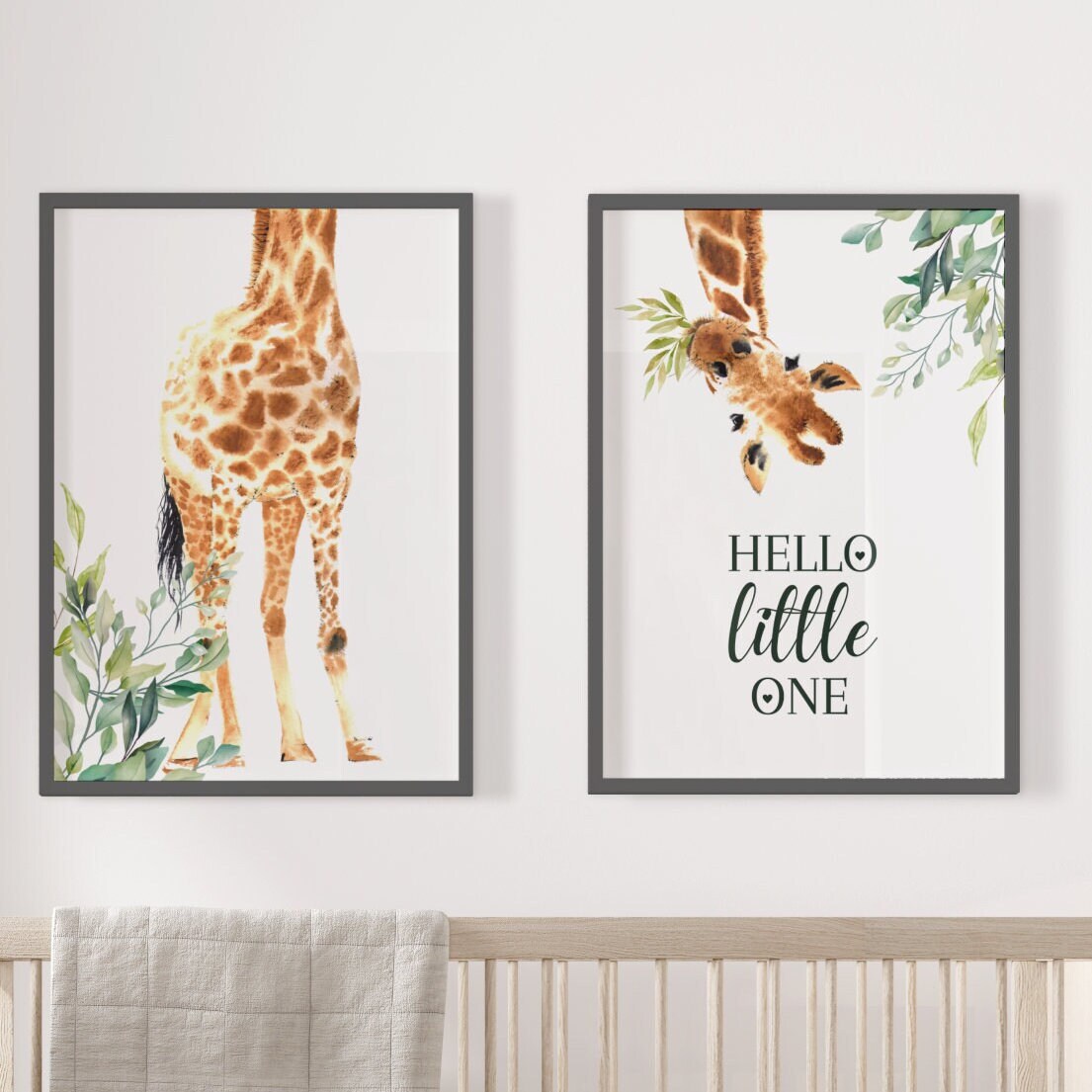 Set of 2 Jungle Animal 'hello Little One' Wall Art - Etsy UK