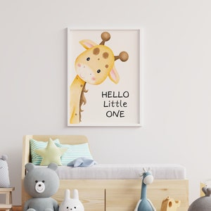 Giraffe 'hello Little One' Nursery Wall Art Print | Animal, Jungle ...