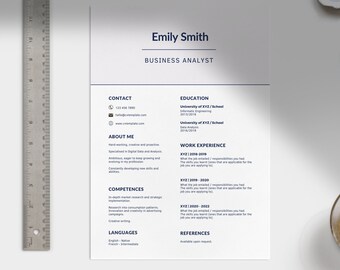Cv Template Without Photo - Etsy