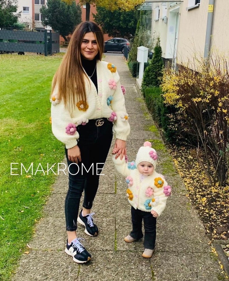 Mom-daughter Daisy Cardigan Combination /chunky Cardigan /knit - Etsy