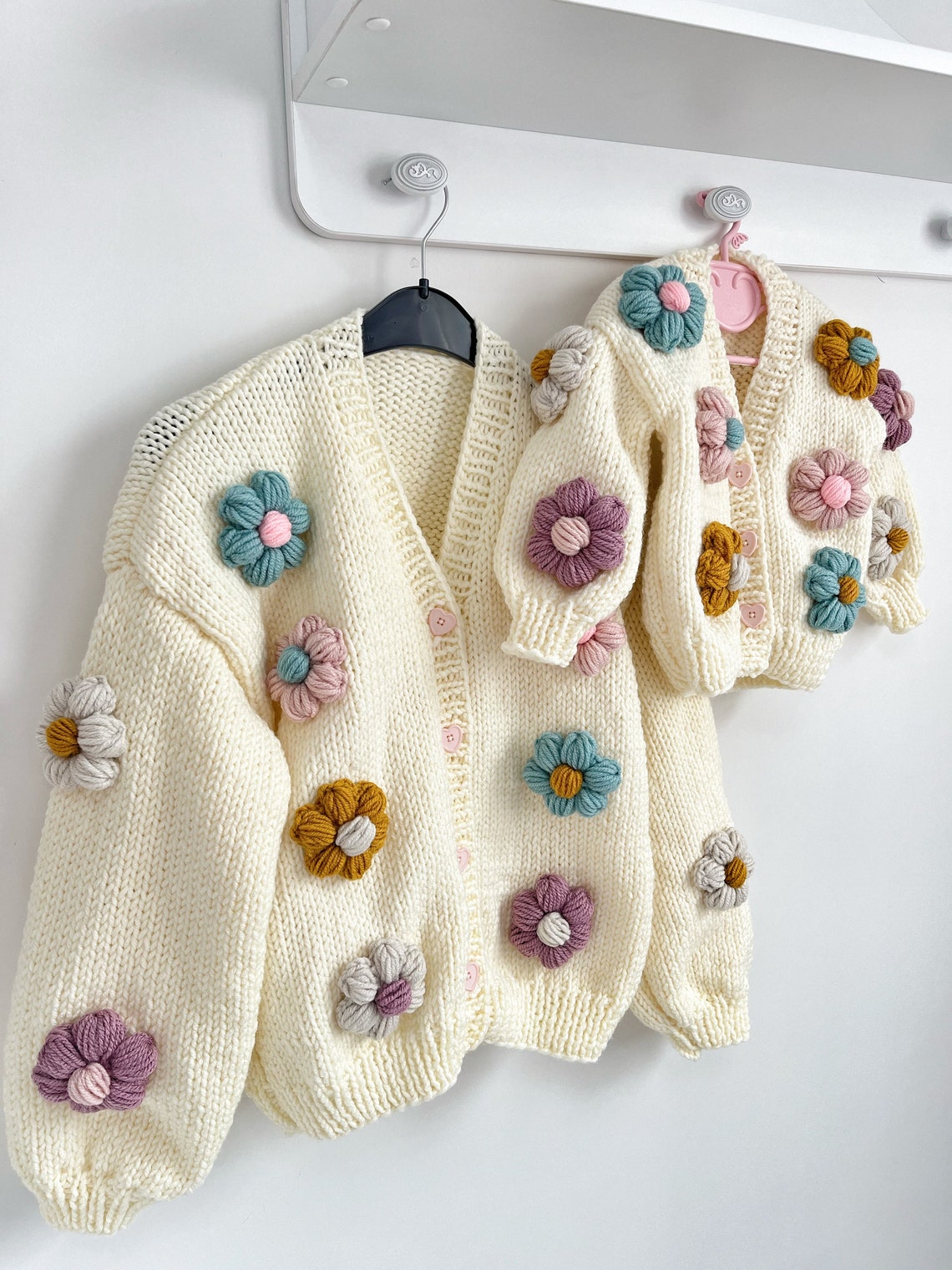 Mom-daughter Daisy Cardigan Combination /chunky Cardigan /knit - Etsy